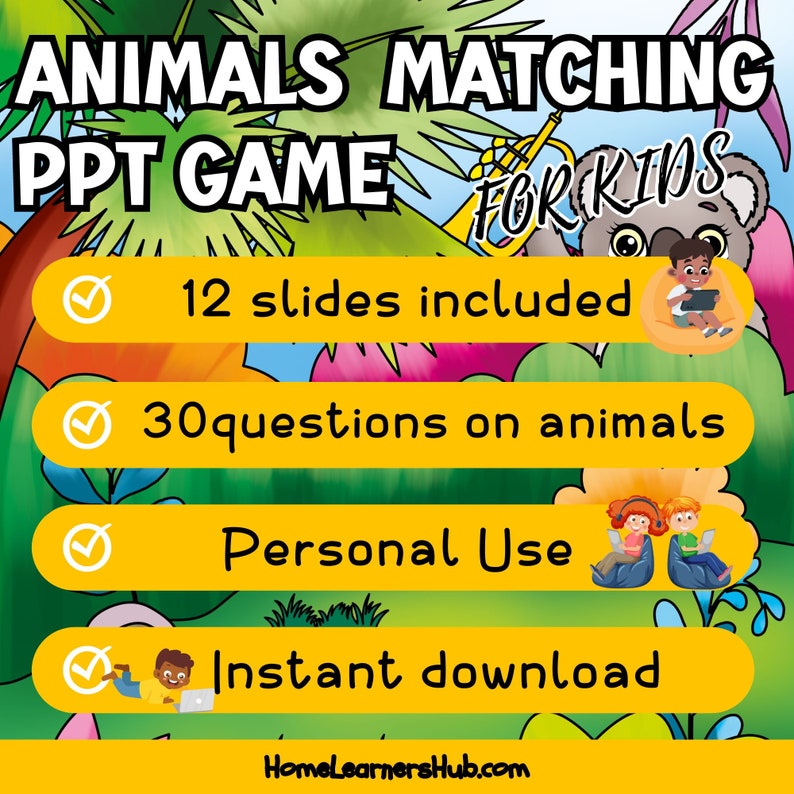 Powerpoint Games| Animals Matching Game for Kids| Classroom Activity ...