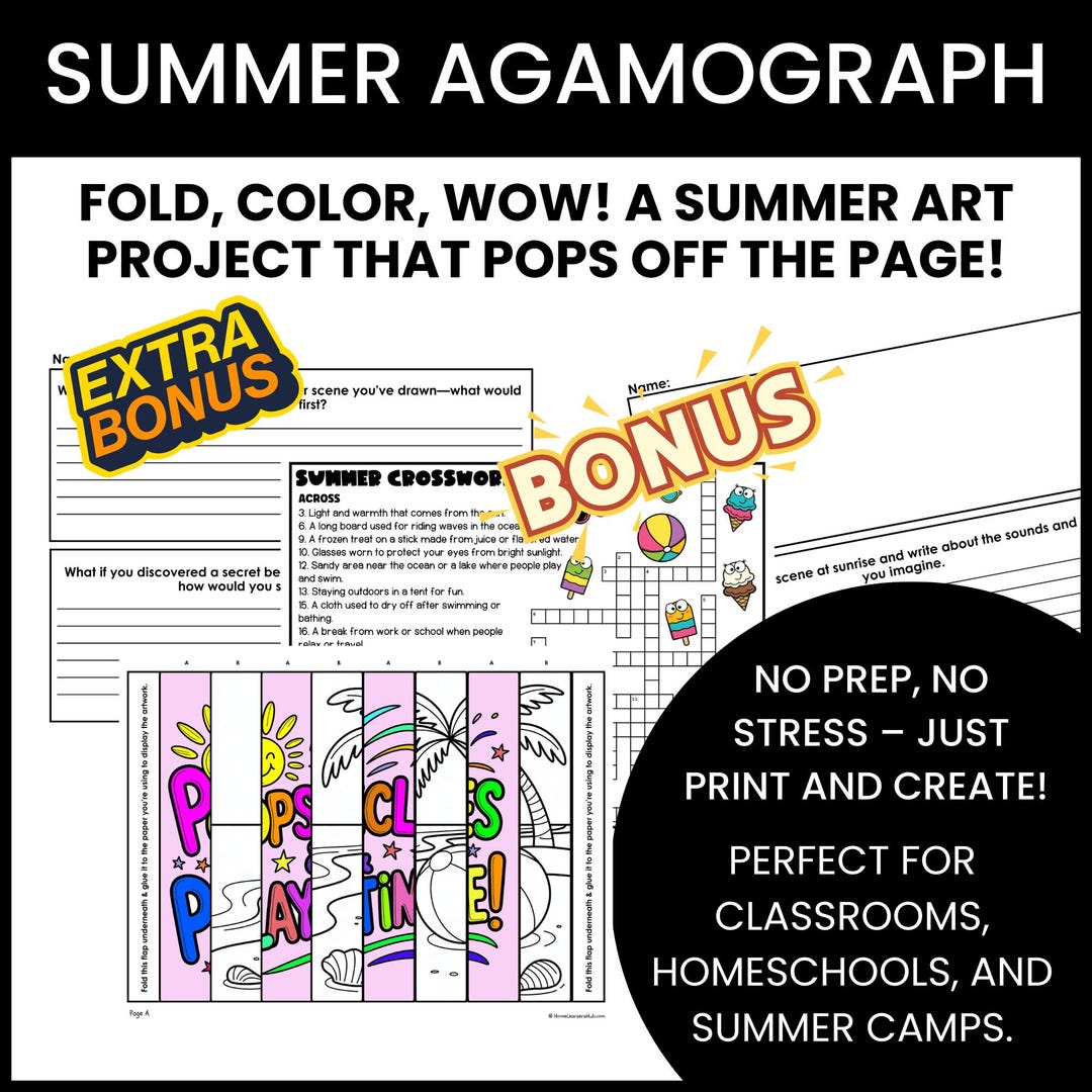 Summer Agamograph Craft | Summer Art Project for Kids | Printable 3D ...