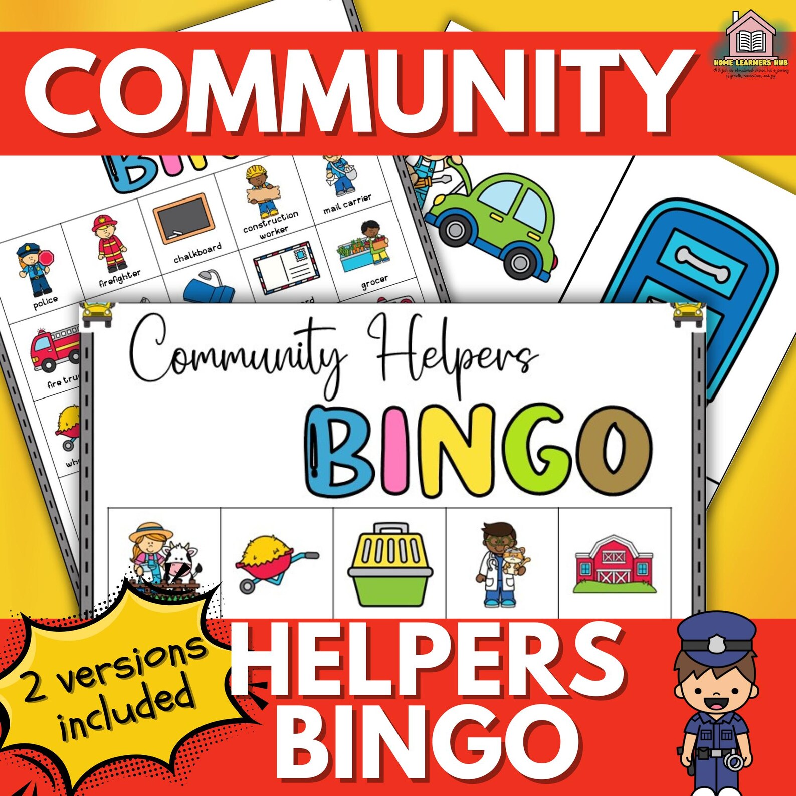 Community Helpers Bingo Cards 5x5 | Word + Picture Versions | Classroom ...