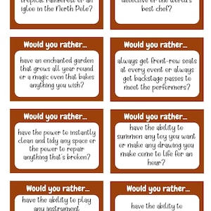 Would You Rather Cards| Road Trip Game and Questions| Travel Idea Fun ...