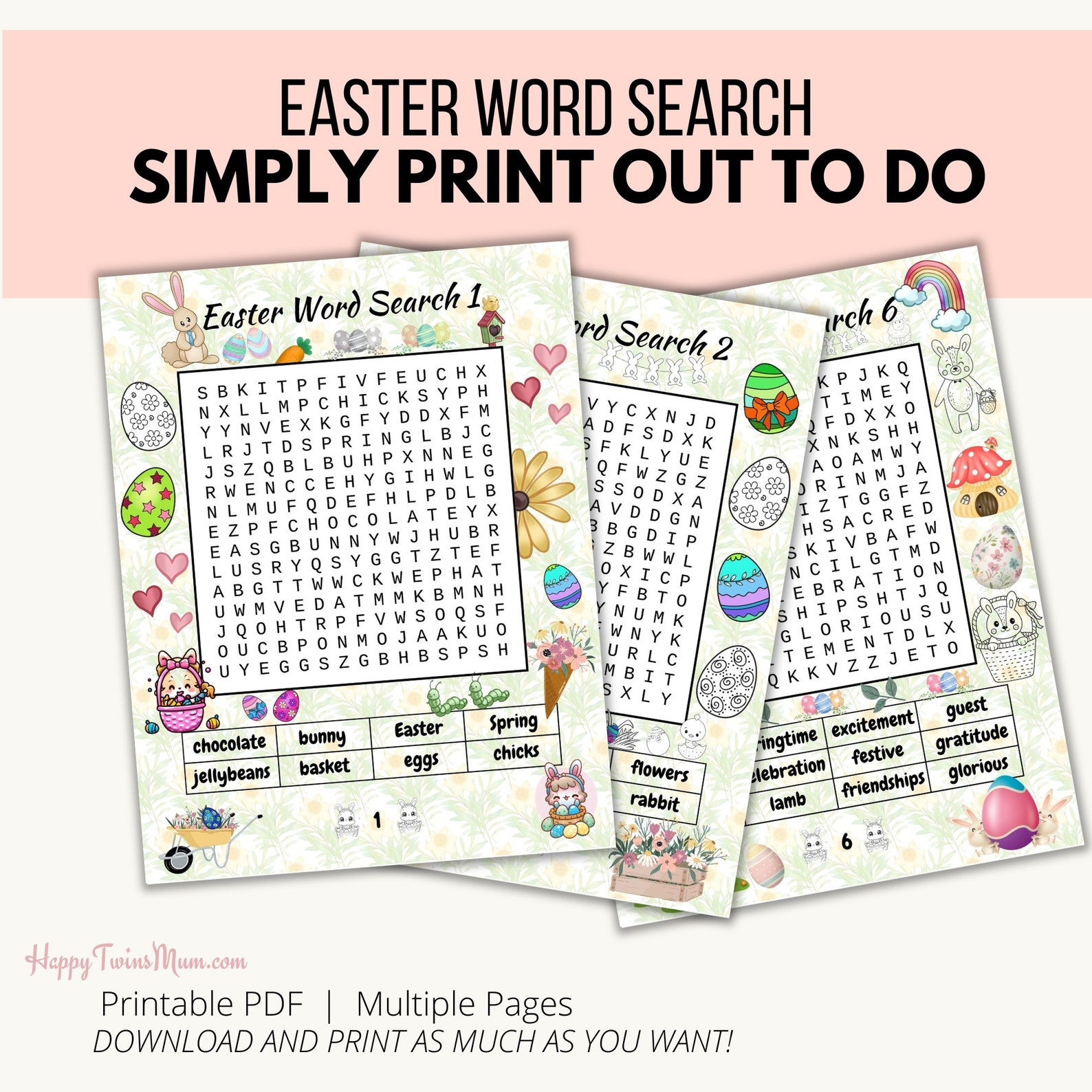 Easter Word Search Printable| Easter Activity for Kids and Adults ...