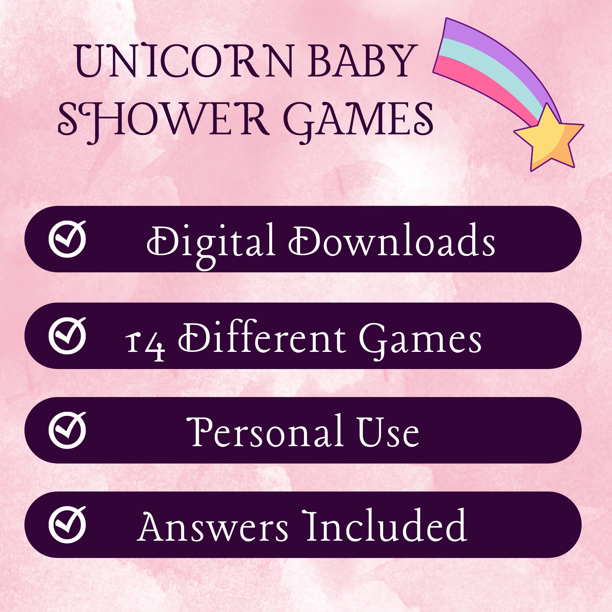 Unicorn Baby Shower Games Unicorn Baby Shower Games Printable Fun ...