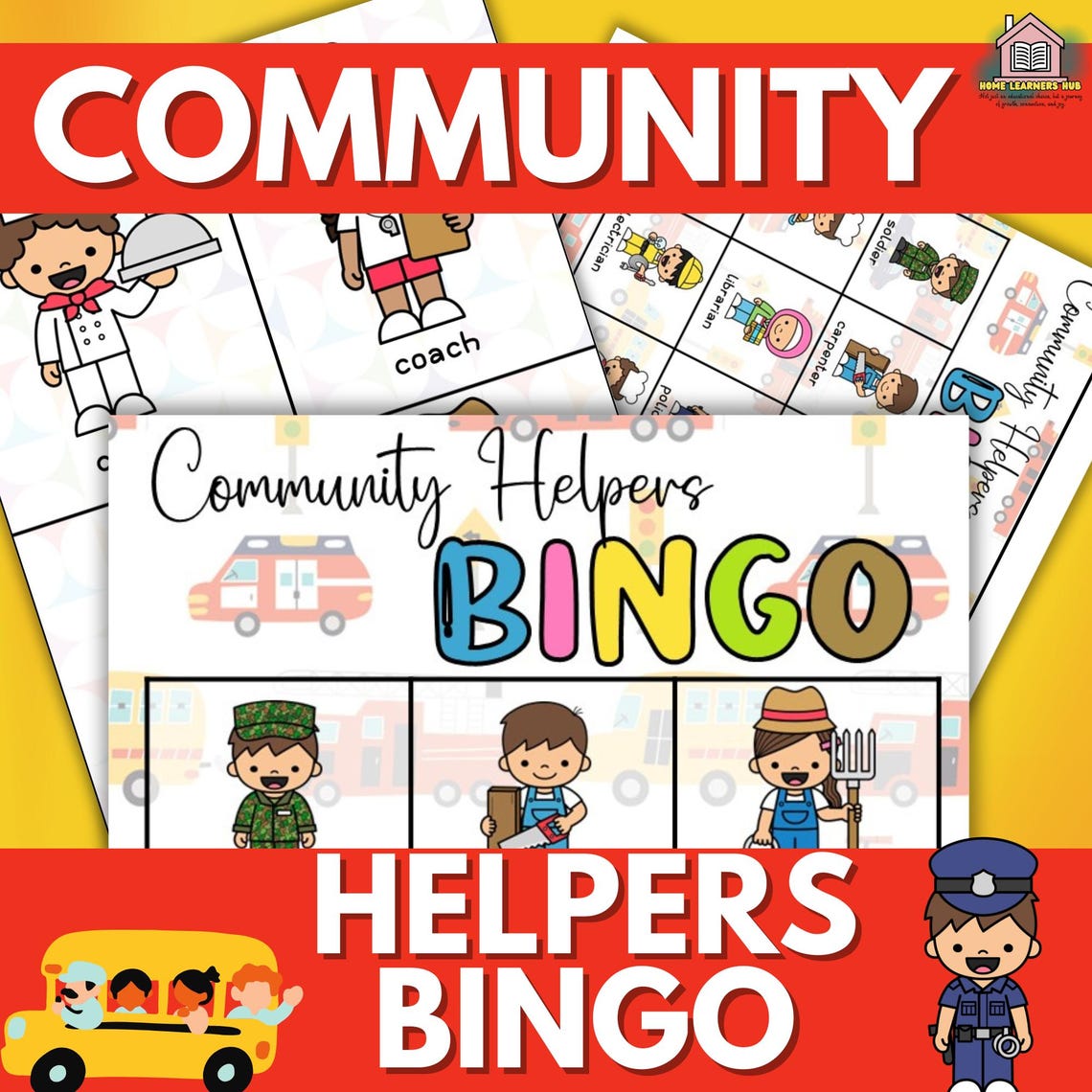 Community Helpers Bingo Cards 3x3 | Preschool & Kindergarten Activity ...