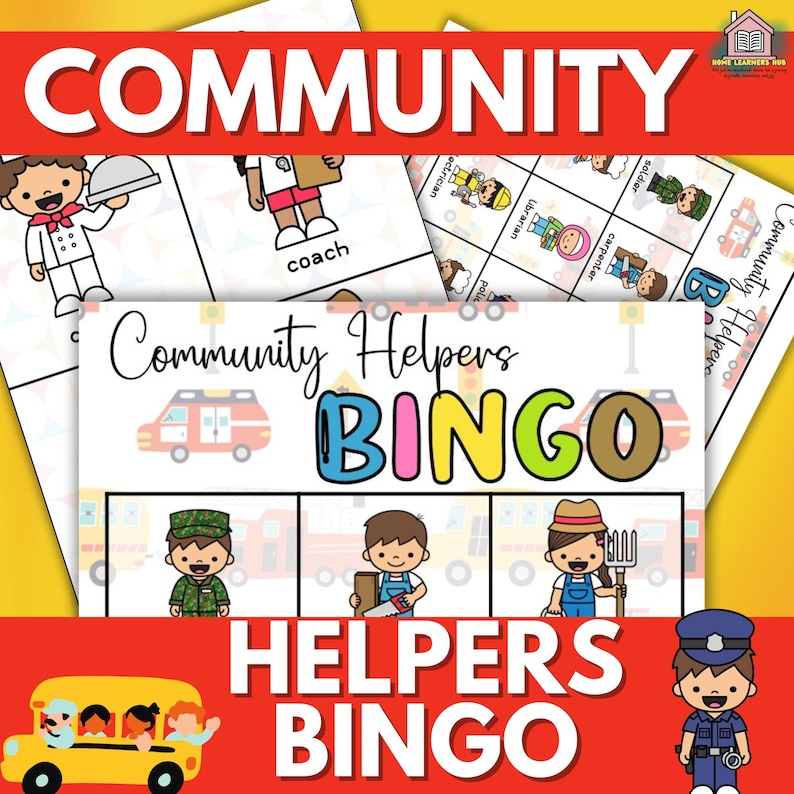 Community Helpers Bingo Cards 3x3 | Preschool & Kindergarten Activity ...