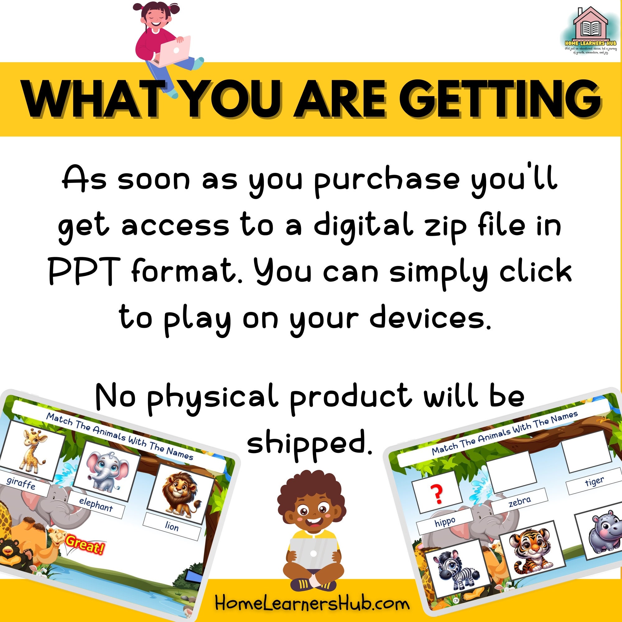 Powerpoint Games| Animals Matching Game for Kids| Classroom Activity ...