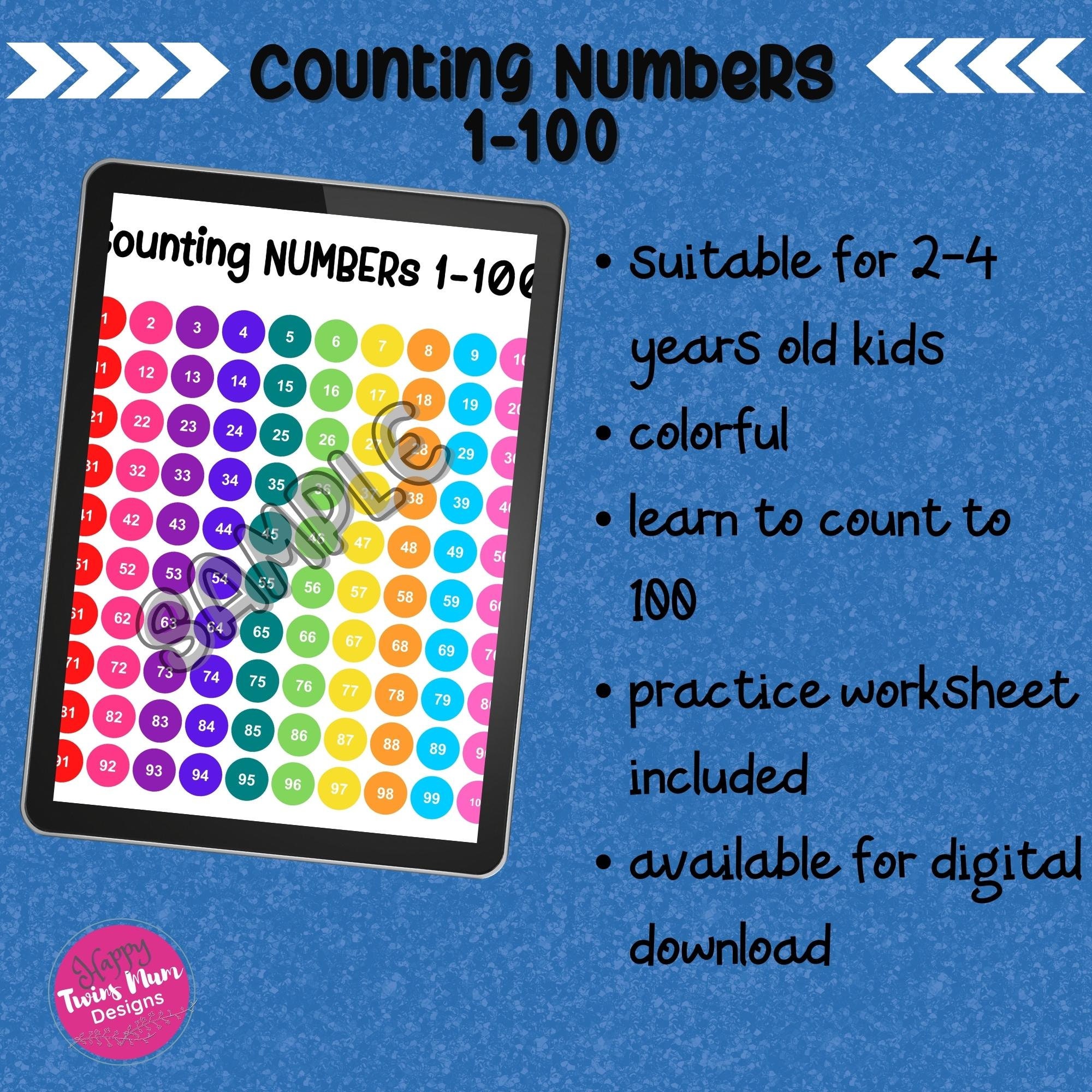 Counting Numbers 1-100 Education Printable| Numbers 1-100 Chart ...
