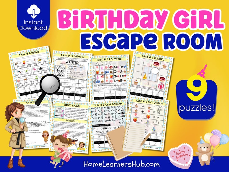 Birthday Girl Escape Room Printables Kit| Family Game Night| DIY ...