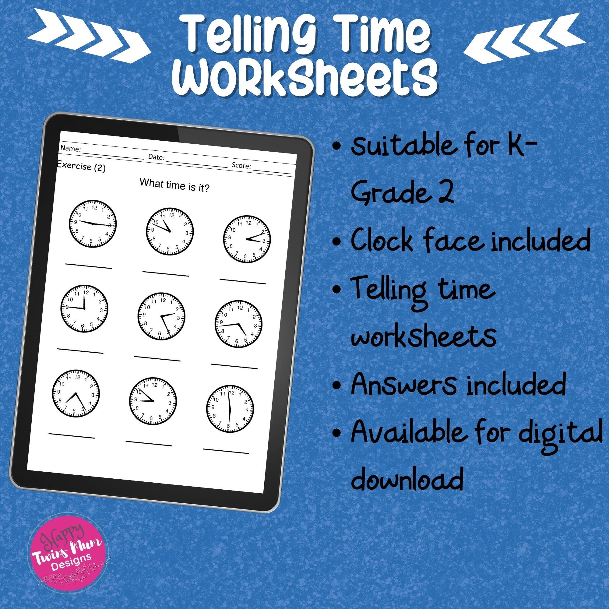 Telling Time Worksheets| Learning Activity Book for Kids| Homeschool ...