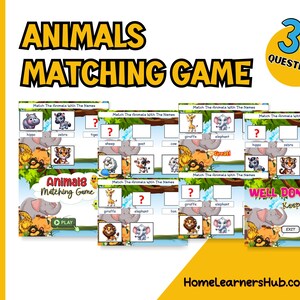 Powerpoint Games| Animals Matching Game for Kids| Classroom Activity ...