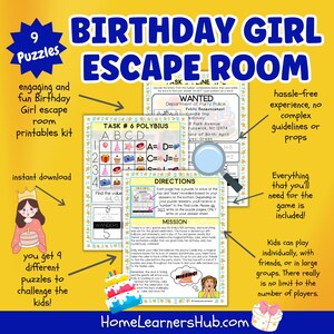 Birthday Girl Escape Room Printables Kit| Family Game Night| DIY ...