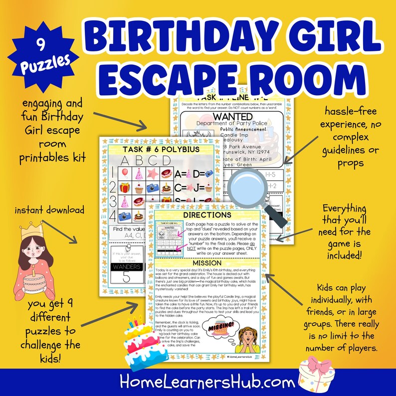 Birthday Girl Escape Room Printables Kit| Family Game Night| DIY ...