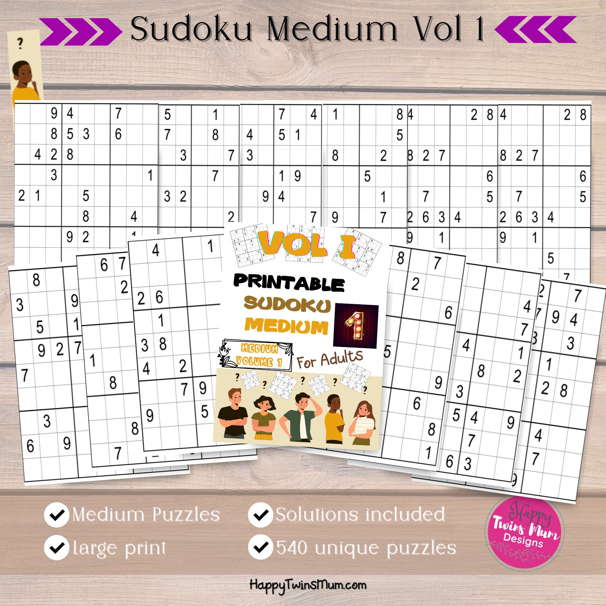 Printable Sudoku Medium for Adults Vol 1 | 540 Different Sudoku Puzzles ...