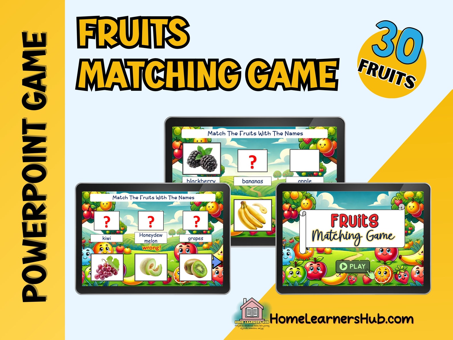 Powerpoint Games| Fruits Matching Game for Kids| Classroom Activities ...