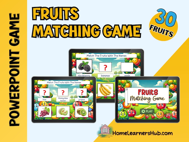 Powerpoint Games| Fruits Matching Game for Kids| Classroom Activities ...