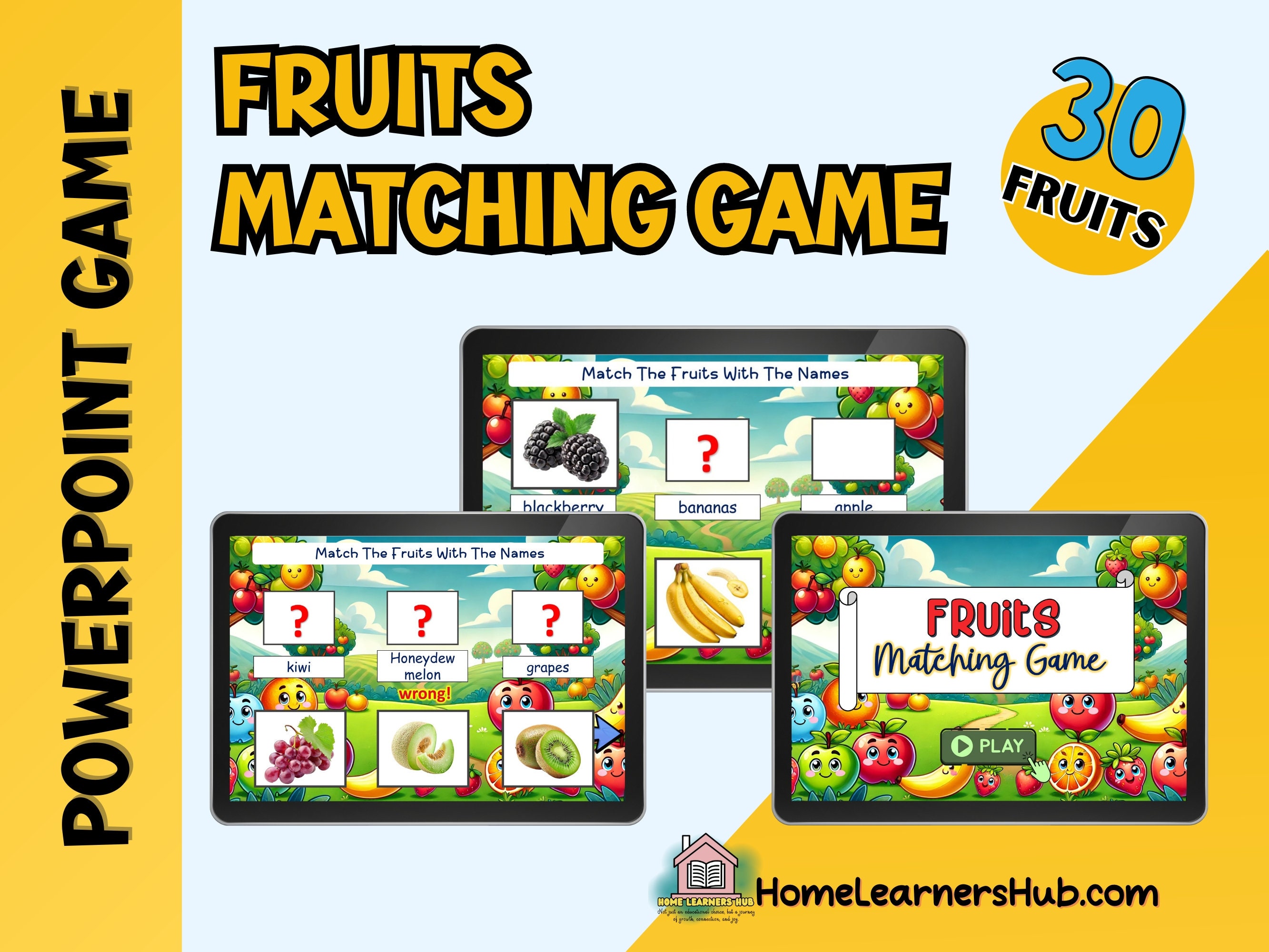 Powerpoint Games| Fruits Matching Game for Kids| Classroom Activities ...