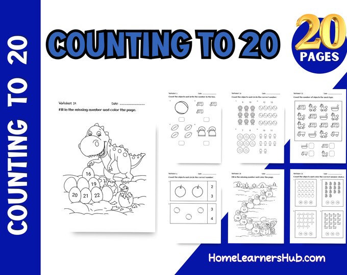 Counting Objects to 20, Number 1 to 20, Kindergarten Worksheet ...