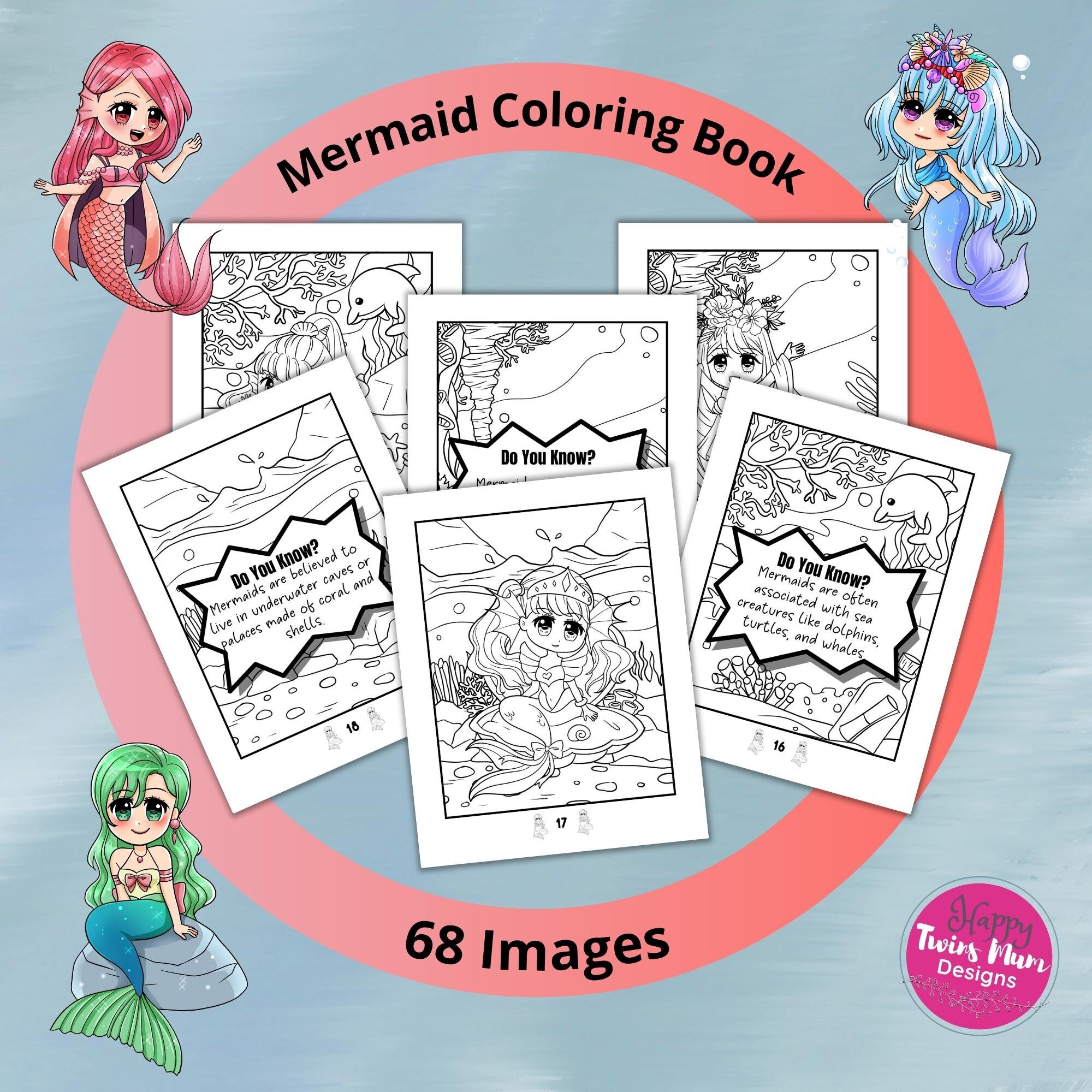 Mermaid Coloring Book Mermaid Coloring Pages for Girls Teens - Etsy