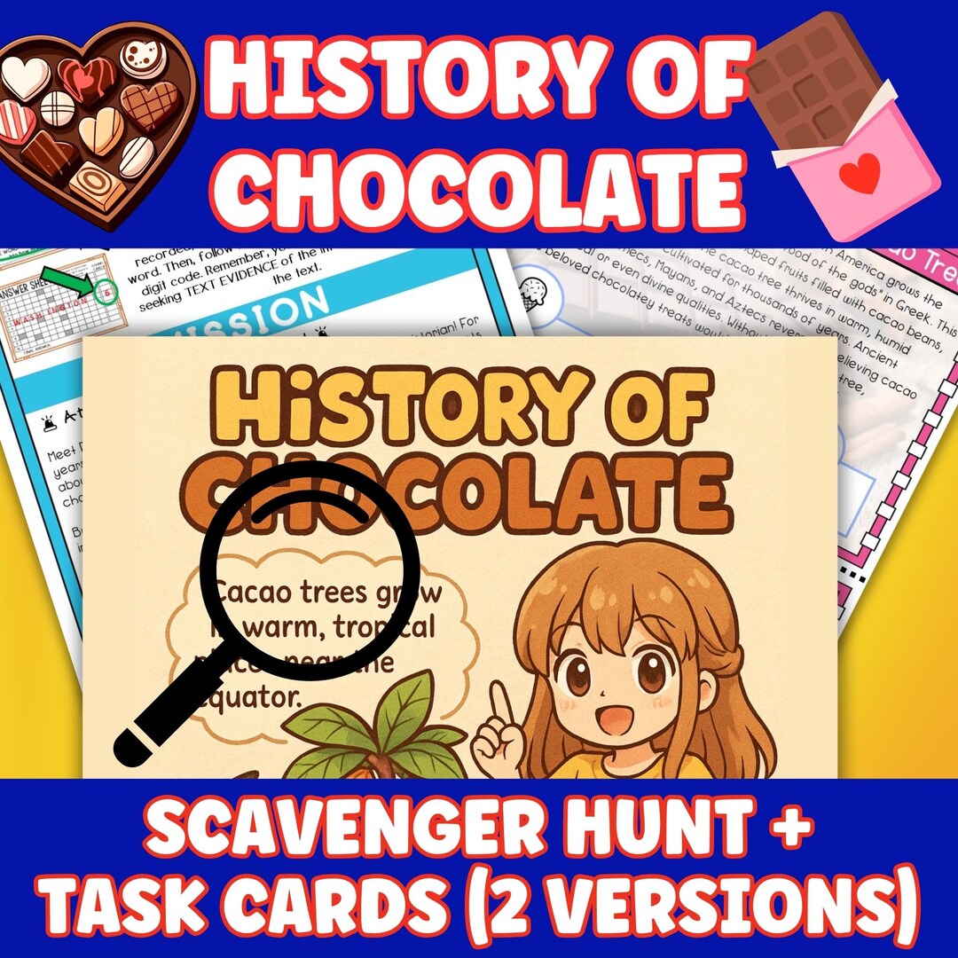 History of Chocolate| Digital Task Cards, Scavenger Hunt, Reading ...
