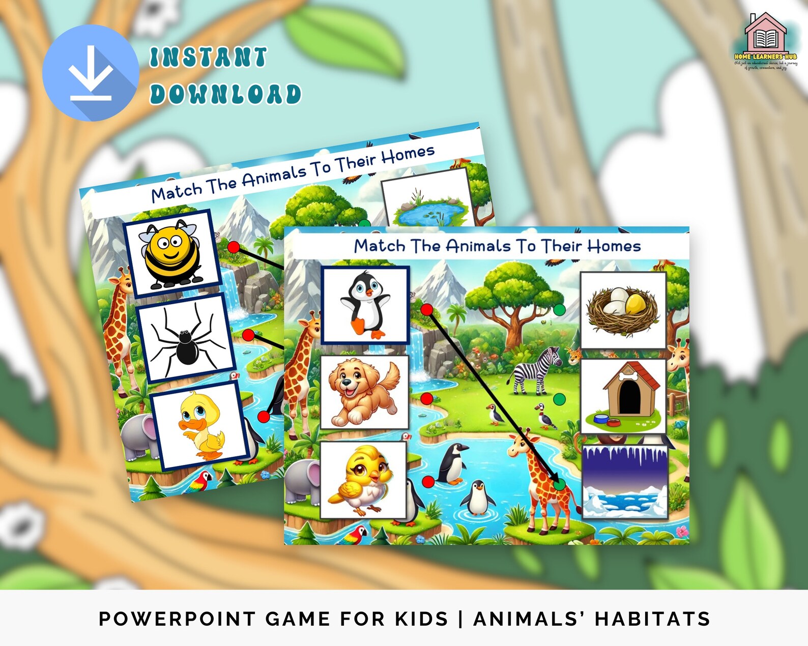 Powerpoint Games for Kids| Animals Habitats Matching Game| Classroom ...