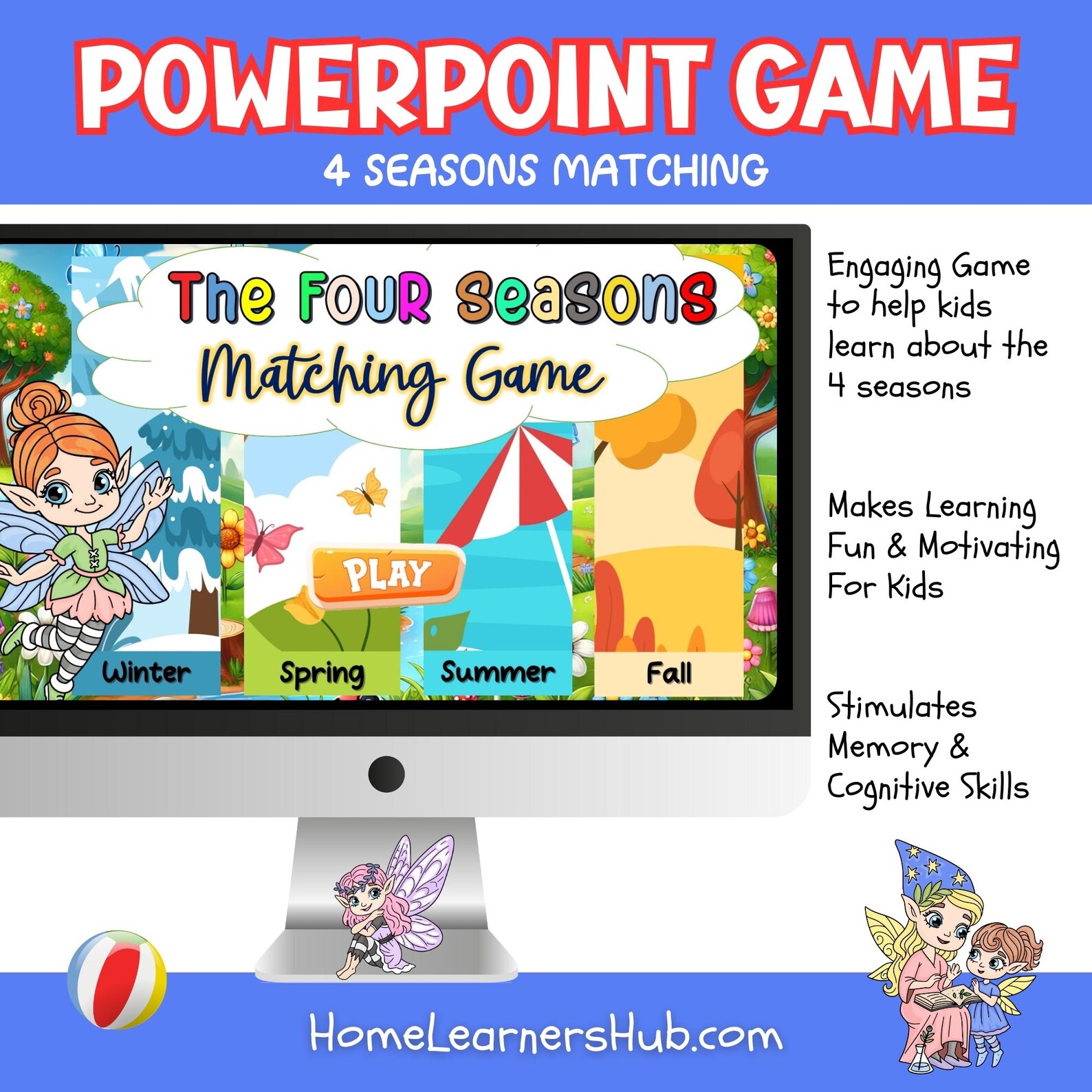 Powerpoint Games for Kids| 4 Seasons Matching Game| Classroom ...