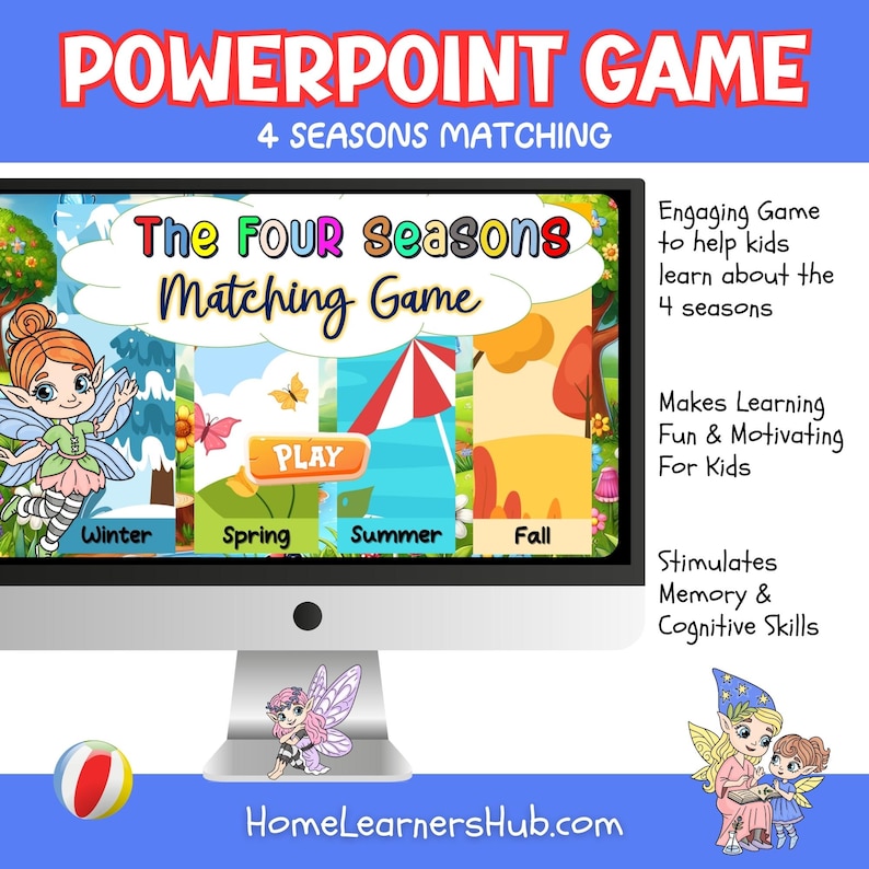 Powerpoint Games for Kids| 4 Seasons Matching Game| Classroom ...