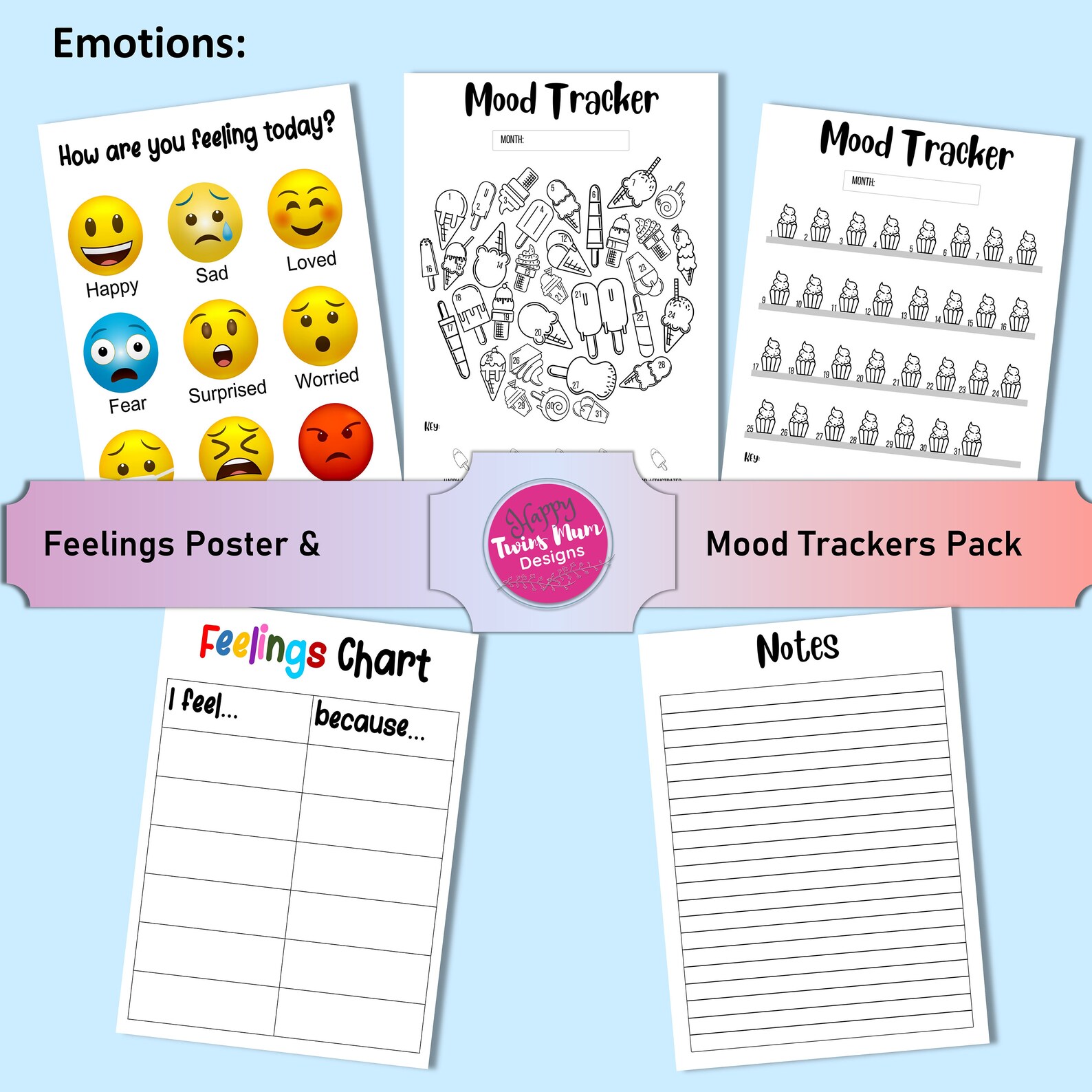 Feelings Posters| Mood Trackers| Emotions Chart| SEL Cards for Self ...