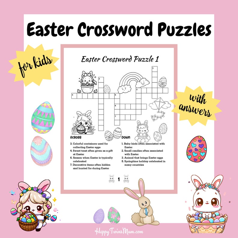 Easter Crossword Puzzles for Kids| Printable Easter Activity for Kids ...