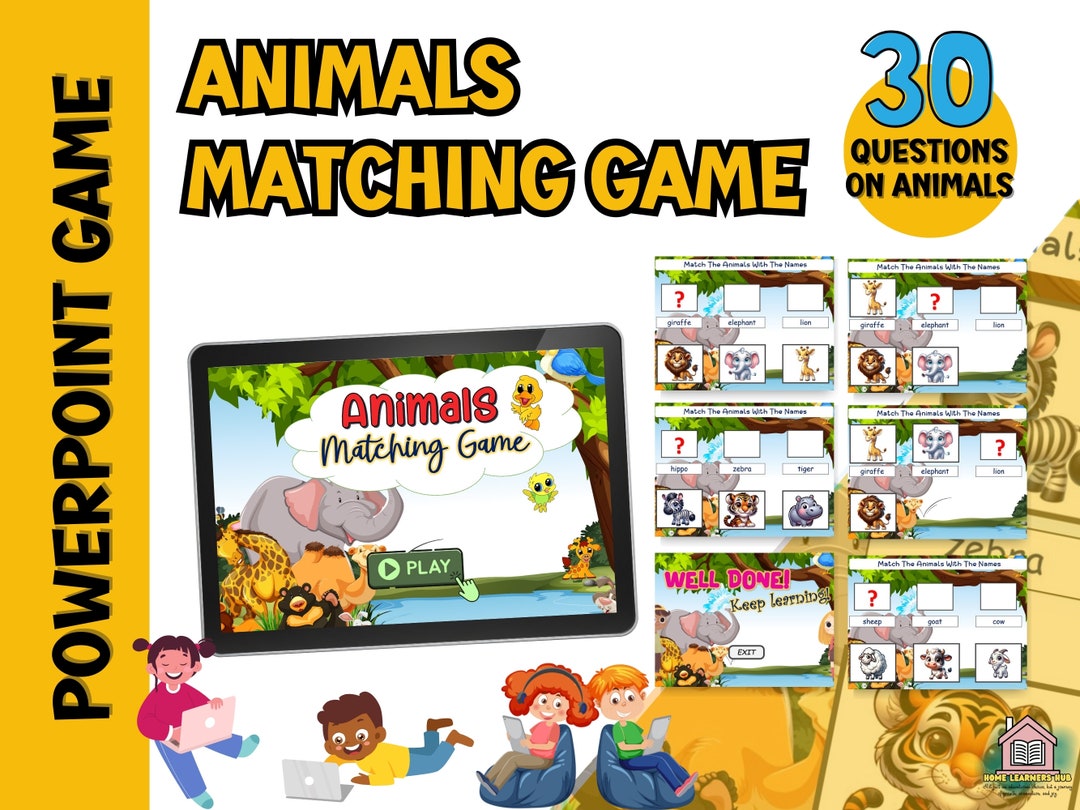 Powerpoint Games| Animals Matching Game for Kids| Classroom Activity ...