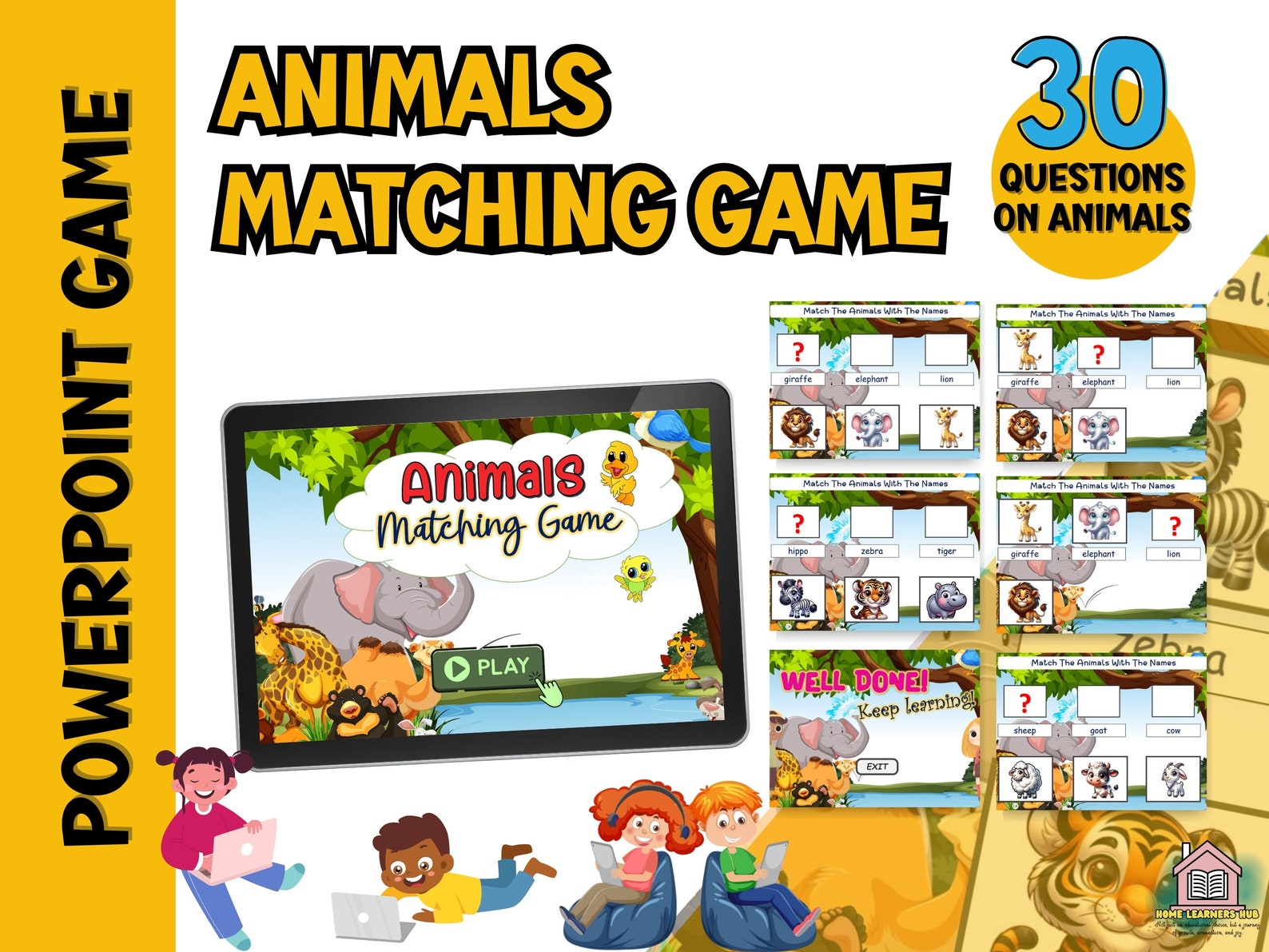 Powerpoint Games| Animals Matching Game for Kids| Classroom Activity ...