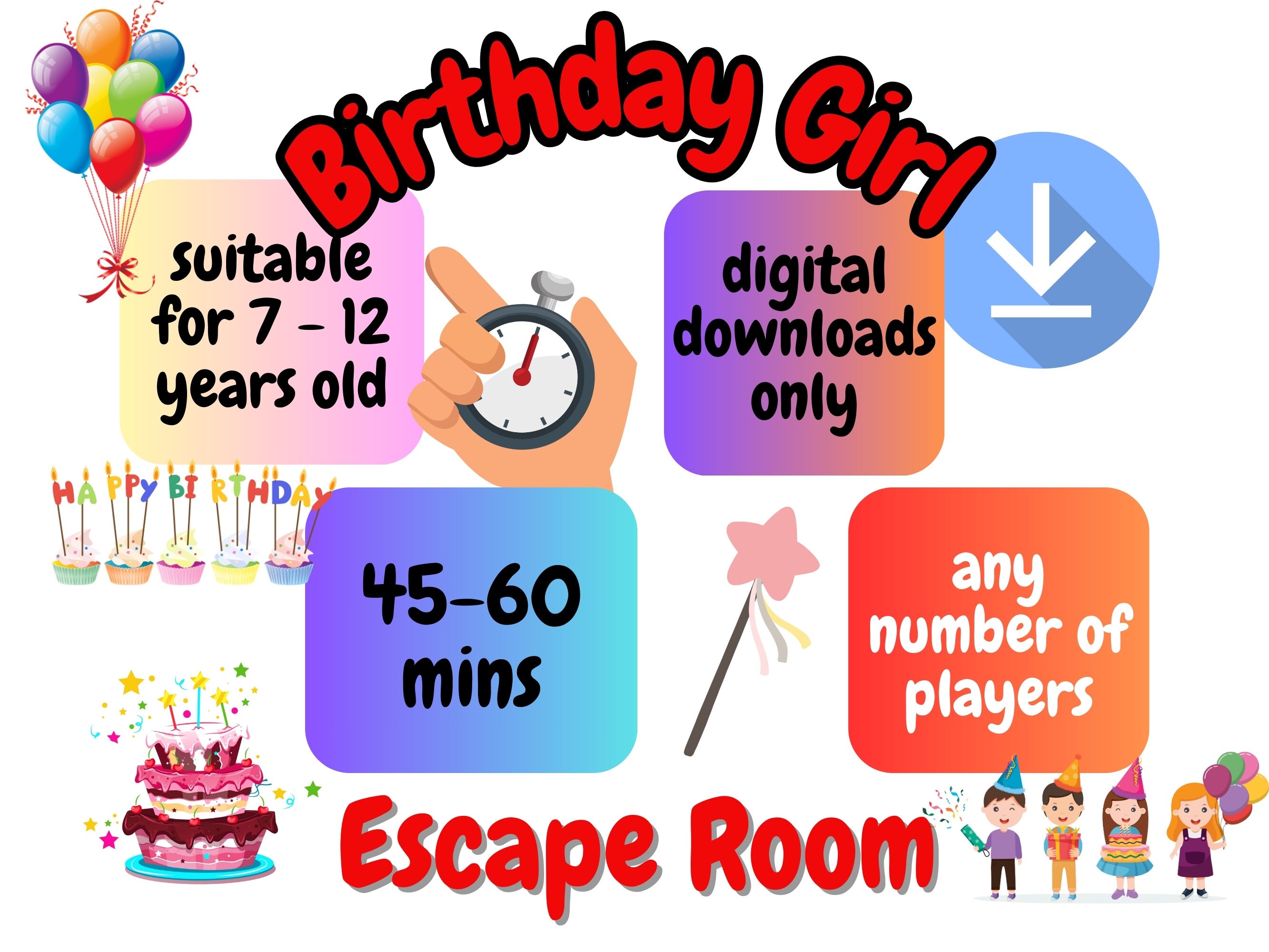 Birthday Girl Escape Room Printables Kit Family Game Night DIY ...