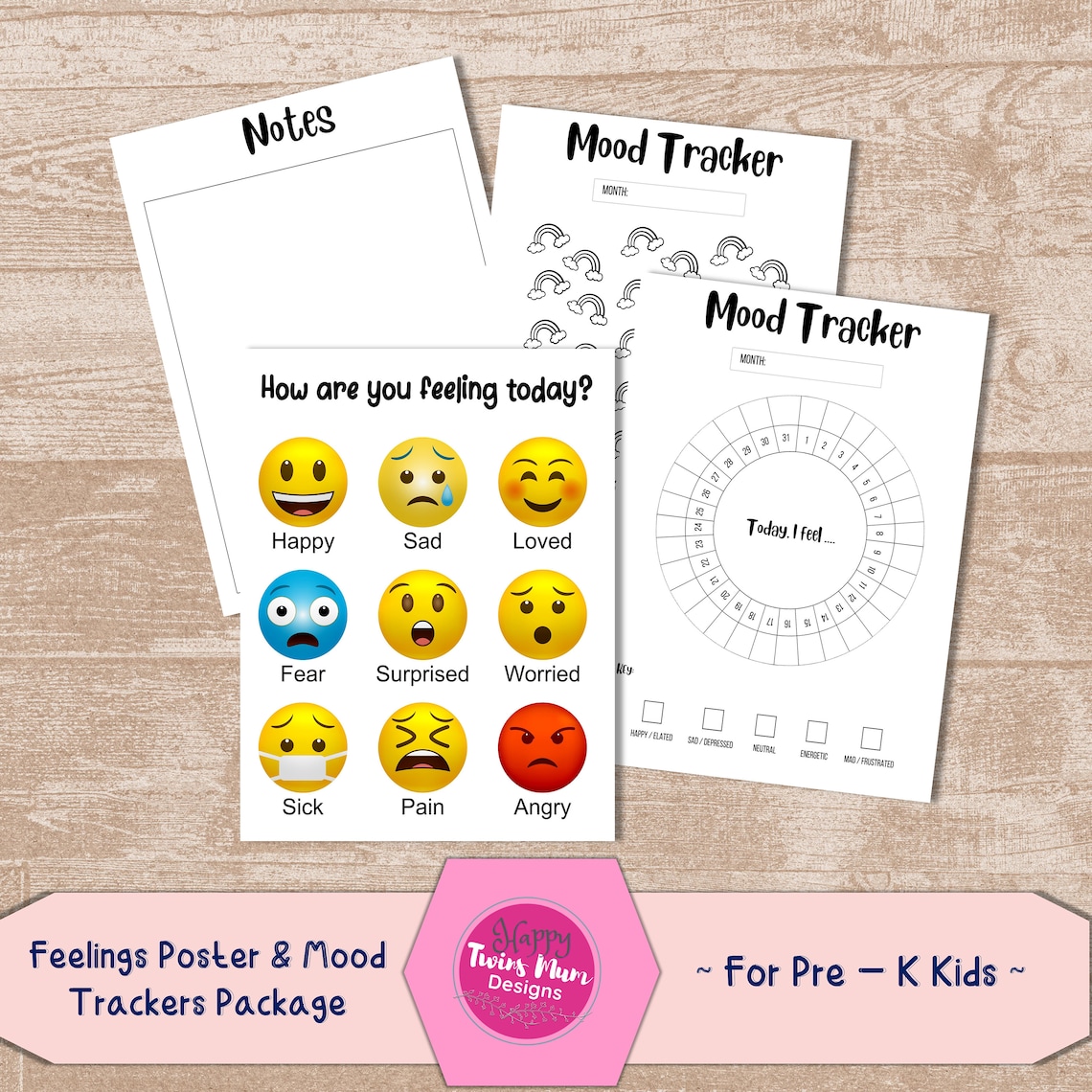 Feelings Posters Mood Trackers Emotions Chart Homeschool - Etsy