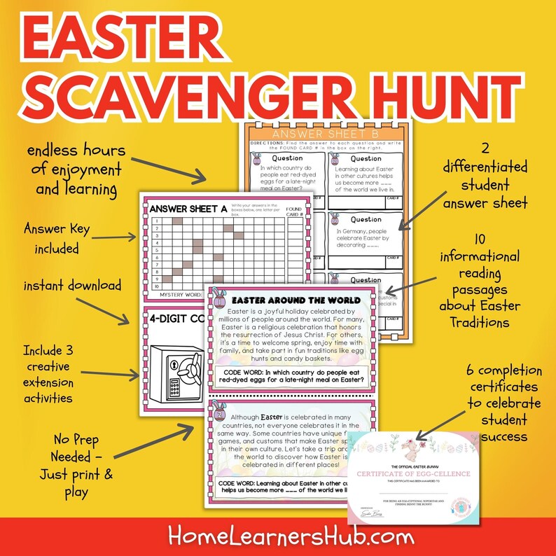 Easter Scavenger Hunt Printable | Educational Spring Activity | Around ...
