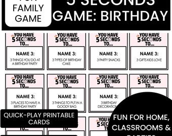 5 Seconds Game - Summer Edition | Party Game | Printable Family Fun ...