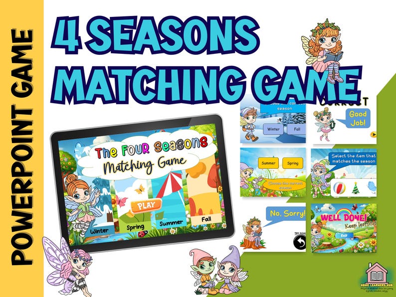 Powerpoint Games for Kids| 4 Seasons Matching Game| Classroom ...