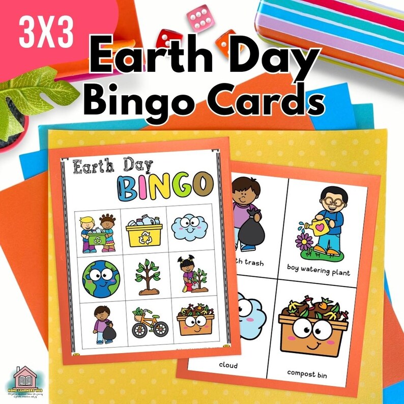 Earth Day Bingo Game for Kids | Printable 3x3 Bingo Cards | Earth Day ...