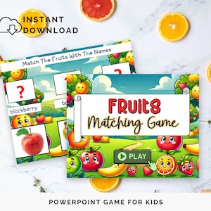 Powerpoint Games| Fruits Matching Game for Kids| Classroom Activities ...