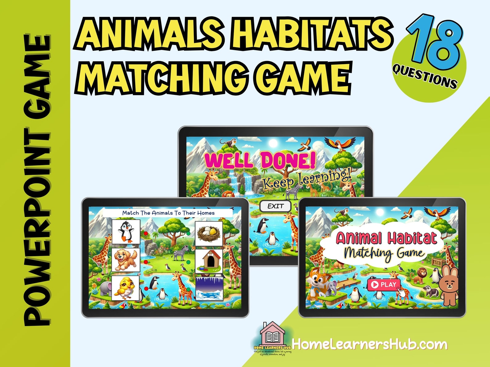 Powerpoint Games for Kids| Animals Habitats Matching Game| Classroom ...