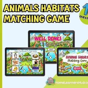 Powerpoint Games for Kids| Animals Habitats Matching Game| Classroom ...
