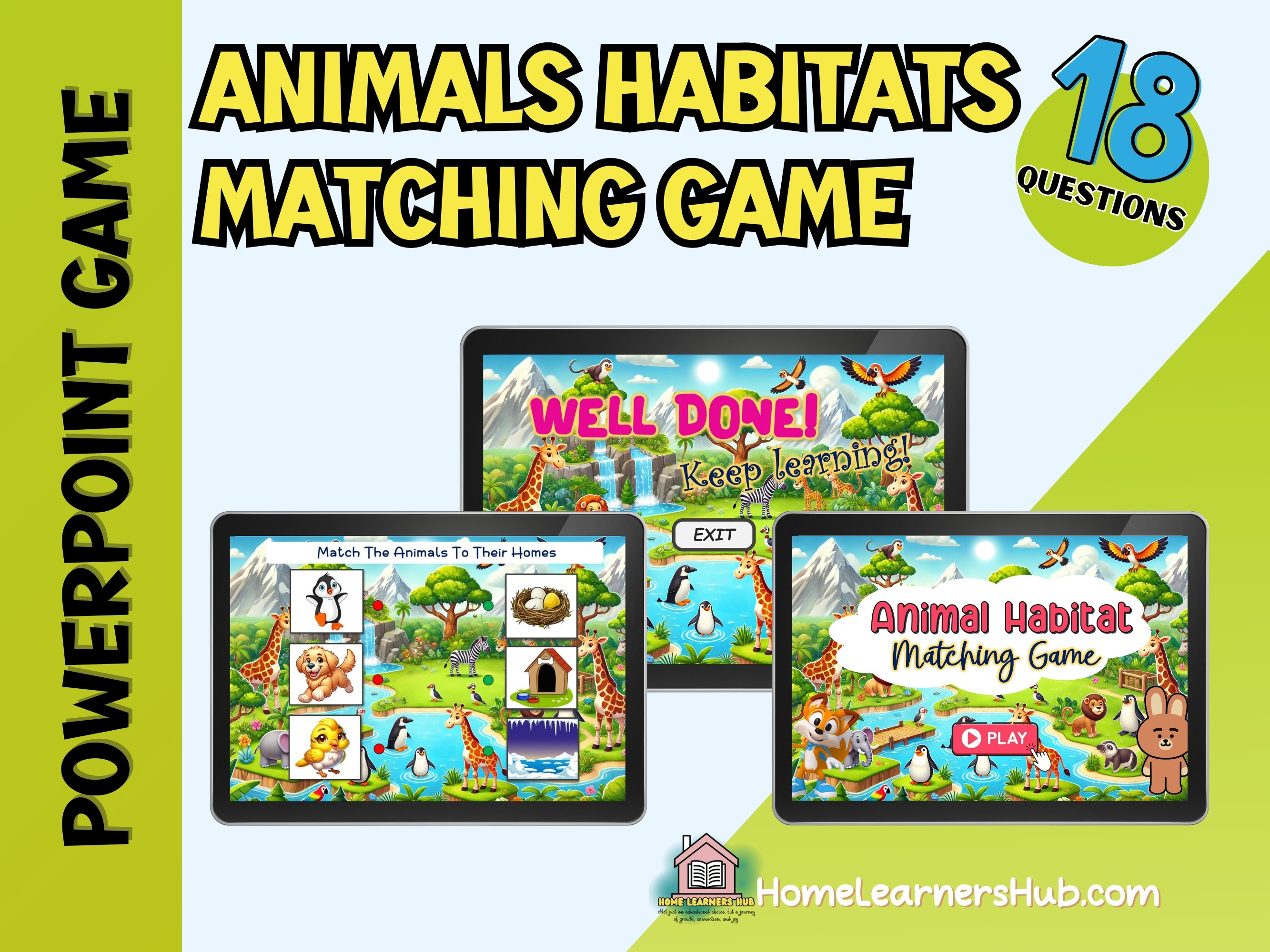 Powerpoint Games for Kids| Animals Habitats Matching Game| Classroom ...