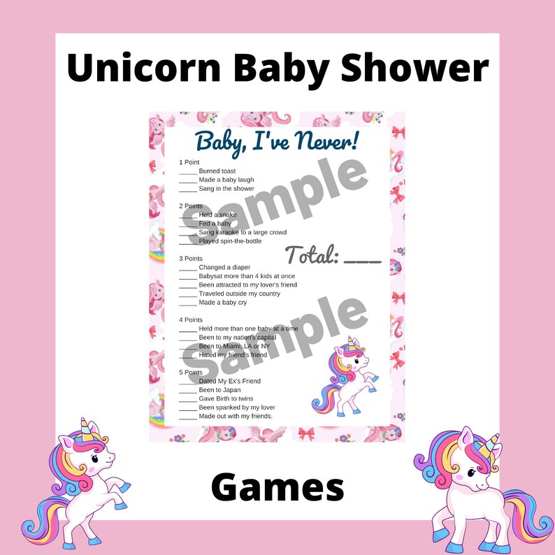 Unicorn Baby Shower Games Unicorn Baby Shower Games Printable Fun ...