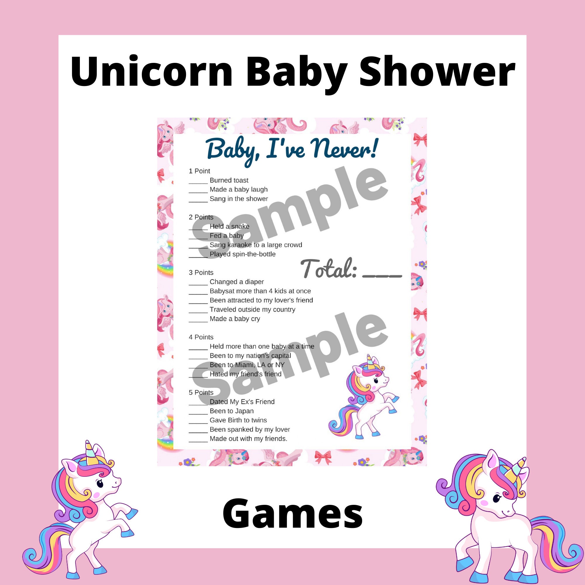 Unicorn Baby Shower Games Unicorn Baby Shower Games Printable Fun ...