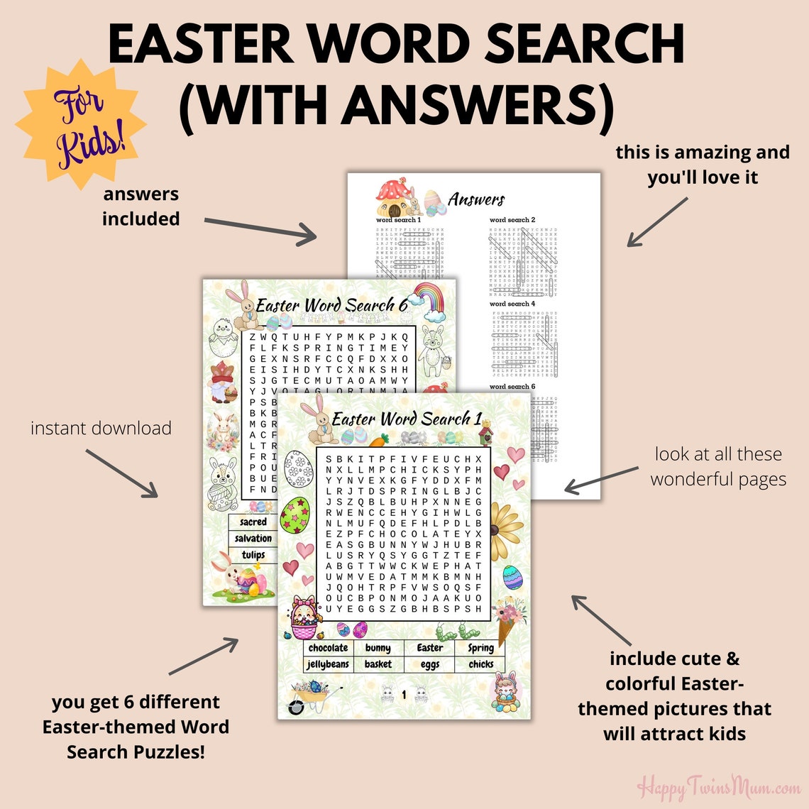 Easter Word Search Printable Easter Activity for Kids and Adults ...