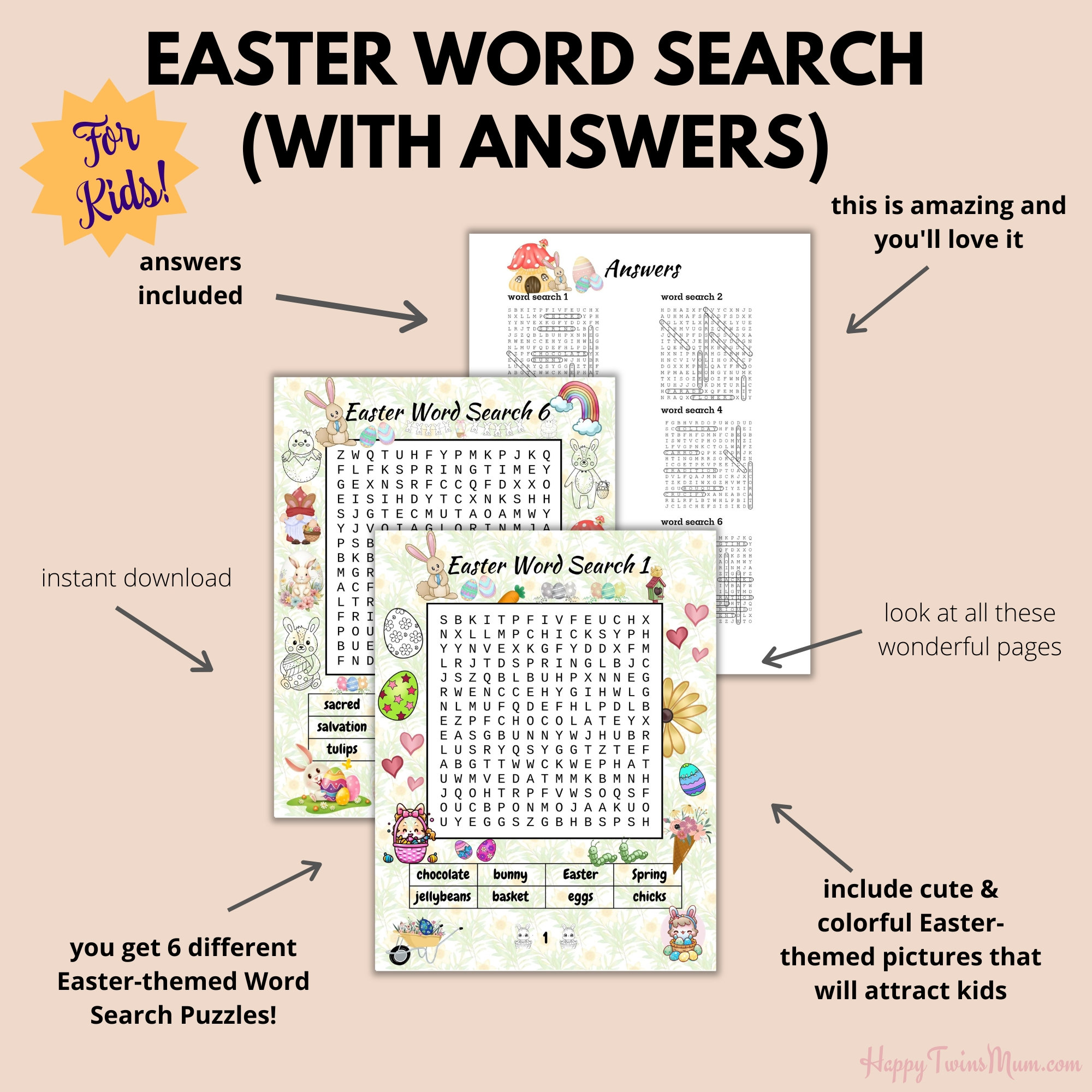 Easter Word Search Printable Easter Activity for Kids and Adults ...