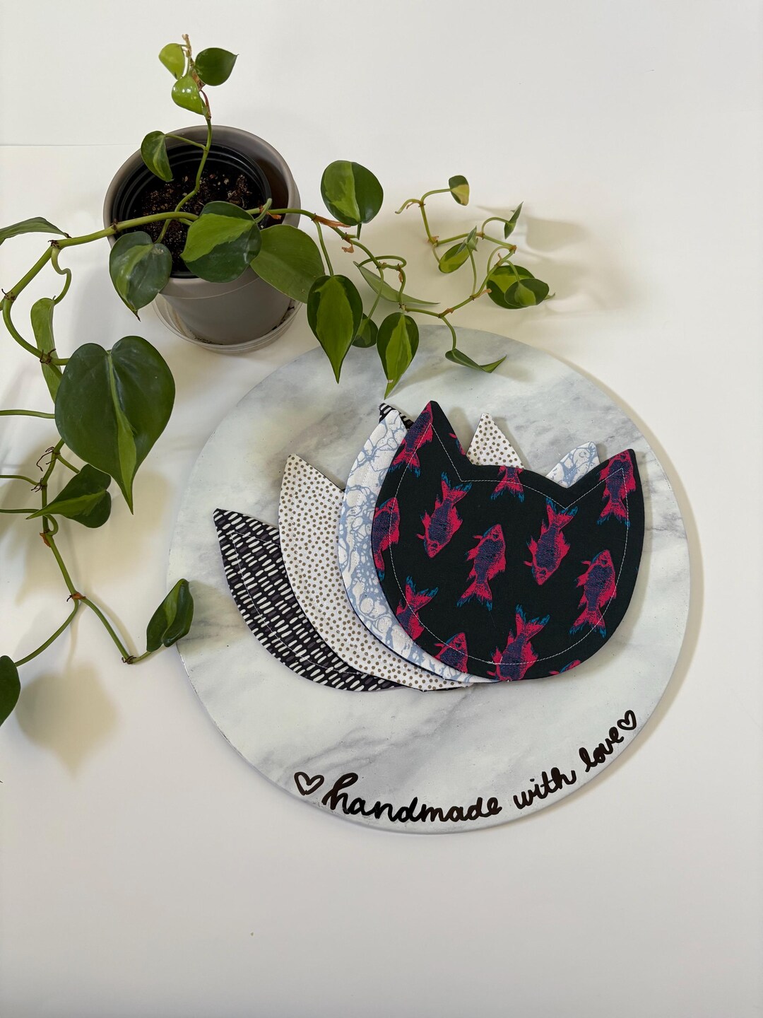 Handmade Cat Coasters - Fabric Coasters Set - Etsy