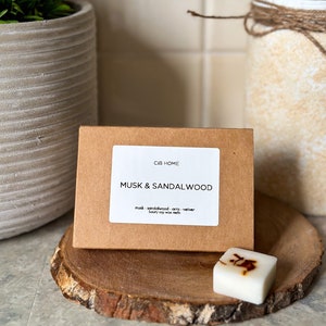 MUSK & SANDALWOOD Botanical Wax Melts Box of 6, Sandalwood Melts in ...