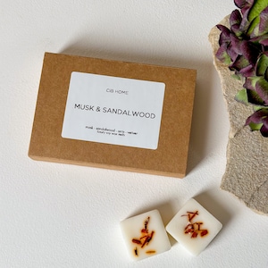 MUSK & SANDALWOOD Botanical Wax Melts Box of 6, Sandalwood Melts in ...
