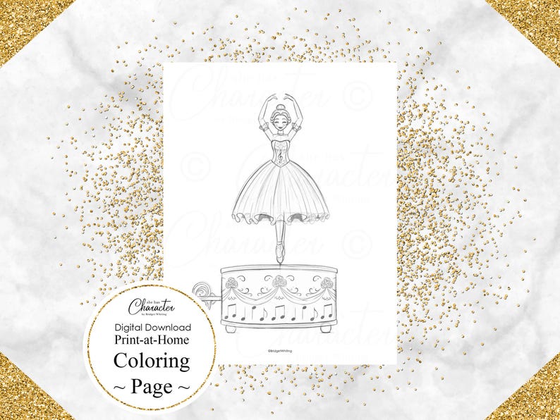 Music Box Ballerina ~ Coloring Page ~ Print-at-home ~ Digital Download ...
