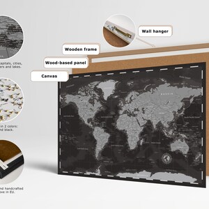 Custom Pushpin World Map Canvas Modern Travel Pinboard for - Etsy
