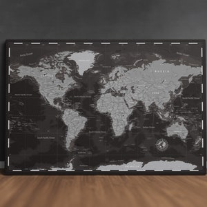 Custom Pushpin World Map Canvas Modern Travel Pinboard for - Etsy