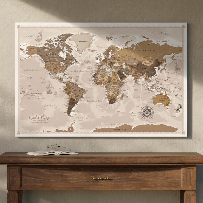 Inch Cm World Map - Etsy UK